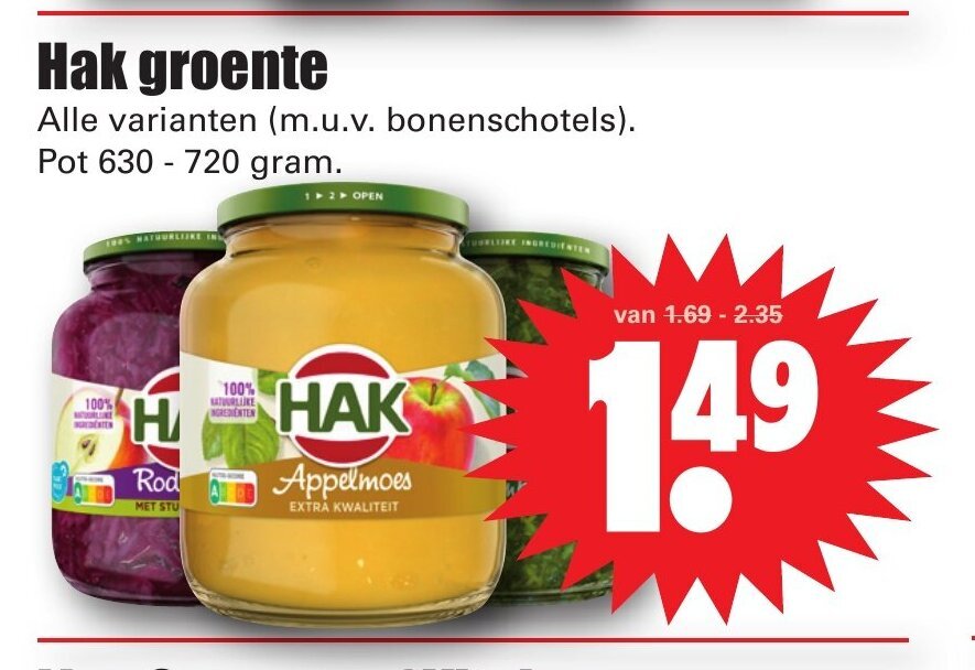 Hak groente alle varianten pot 630 - 720 gram aanbieding bij Dirk