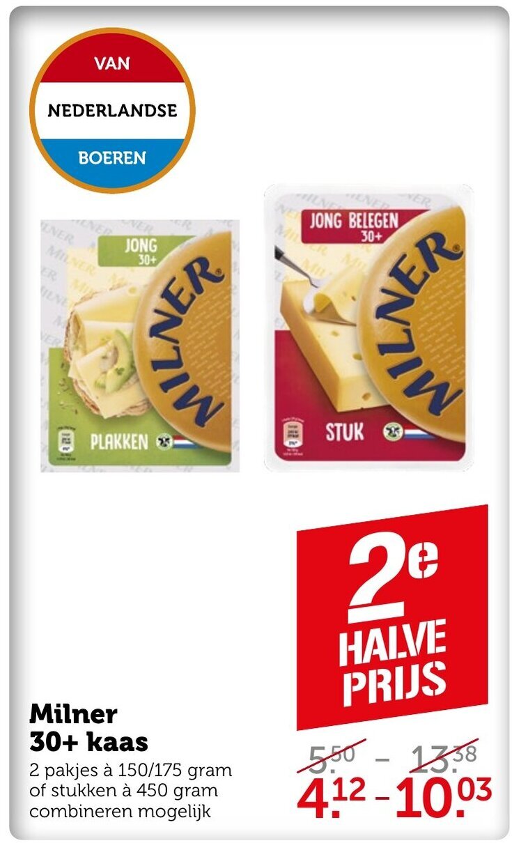Milner 30+ kaas 150/175 gram aanbieding bij Coop