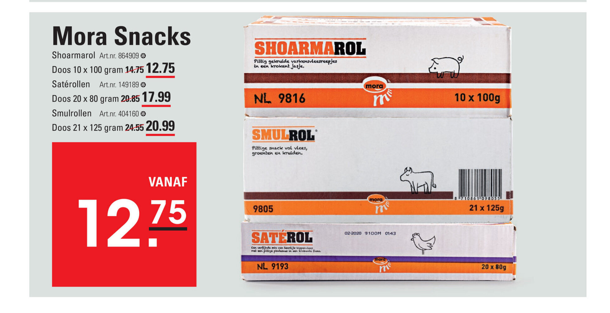 Mora Snacks Doos 10 x 100 gram aanbieding bij Sligro