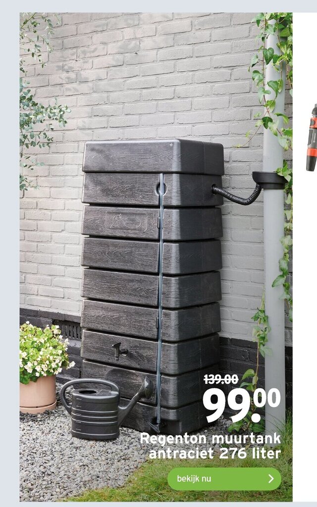 Regenton muurtank antraciet 276 liter aanbieding bij GAMMA