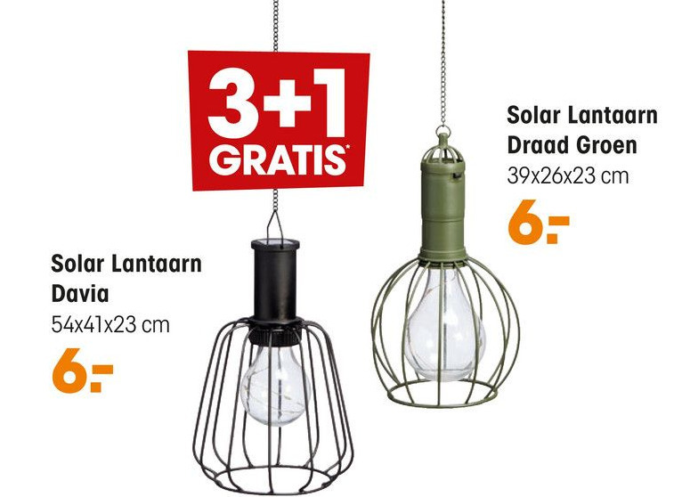 Solar Lantaarn Draad Groen en Davia 3+1 gratis aanbieding bij Kwantum