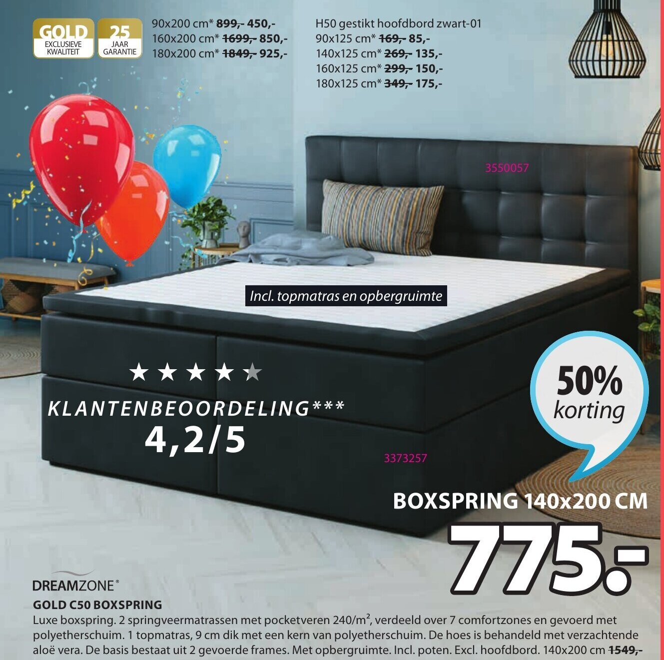 Dreamzone gold c50 boxspring 140x200 cm aanbieding bij Jysk