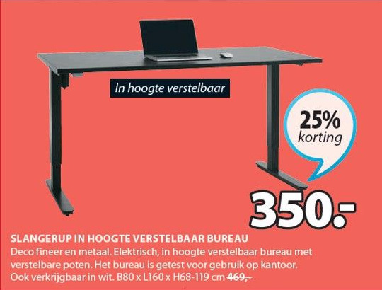 SLANGERUP IN HOOGTE VERSTELBAAR BUREAU aanbieding bij Jysk