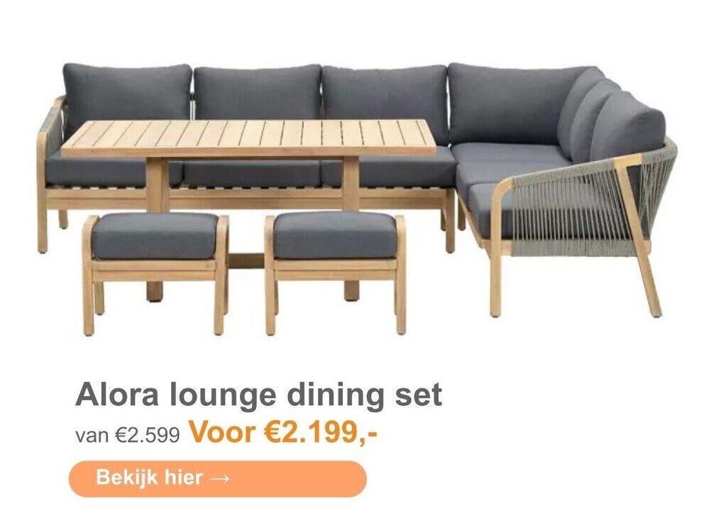 Alora lounge dining set aanbieding bij Tuinmeubelland