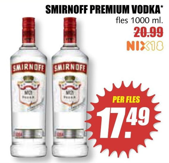 Smirnoff premium vodka 1000ml aanbieding bij MCD Supermarkt