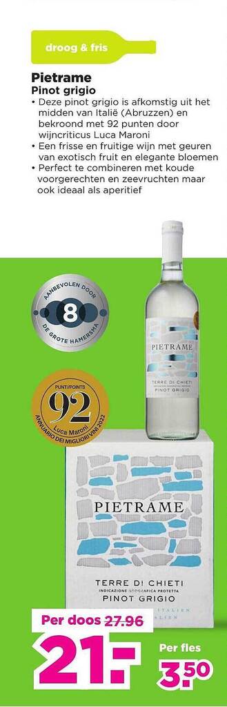 Pietrame Pinot Grigio aanbieding bij PLUS