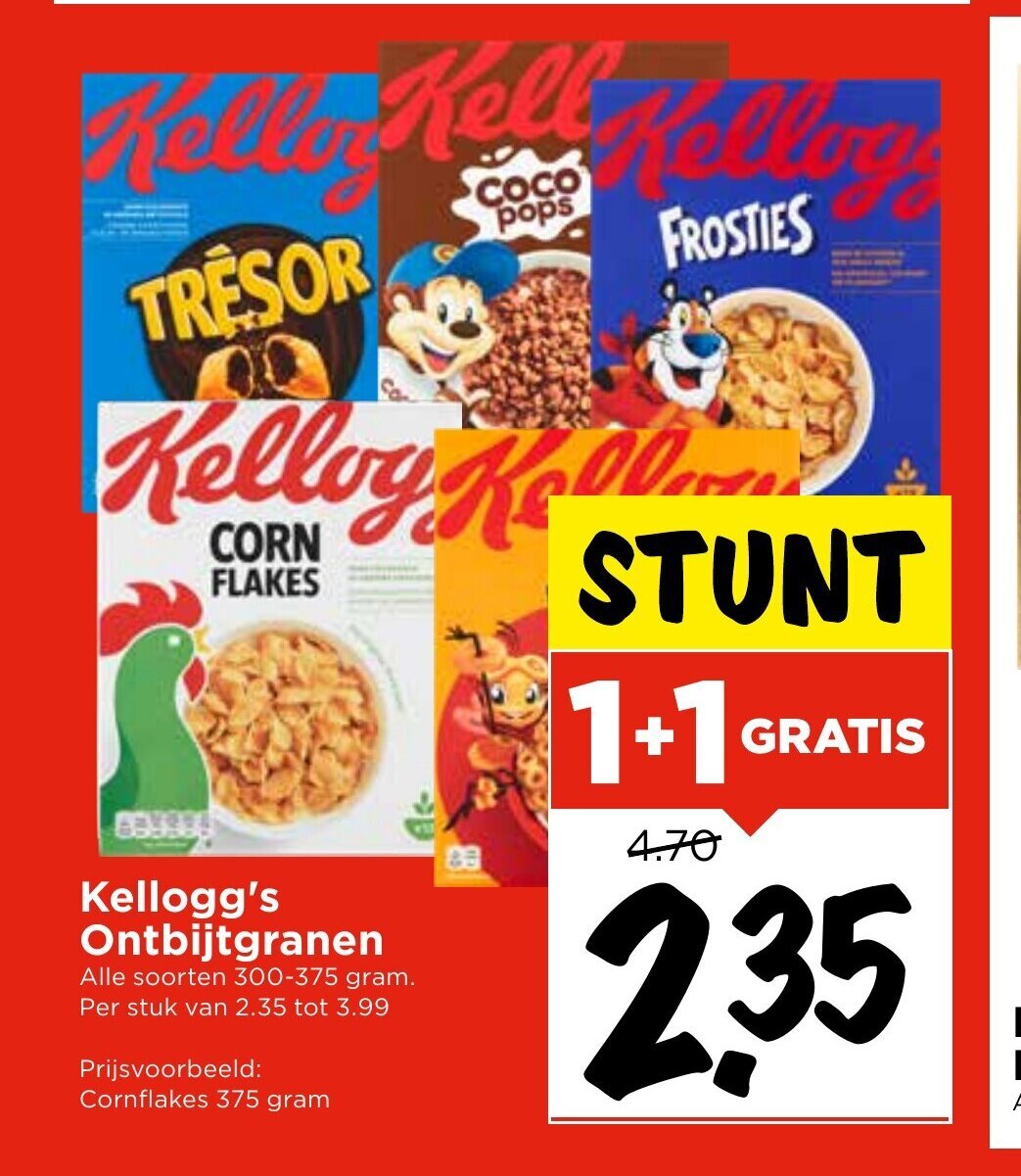 Kellogg's Ontbijtgranen alle soorten 300-375 gram aanbieding bij Vomar