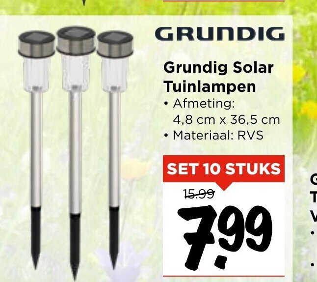 Grundig Solar Tuinlampen set 10 stuks aanbieding bij Vomar Voordeelmarkt