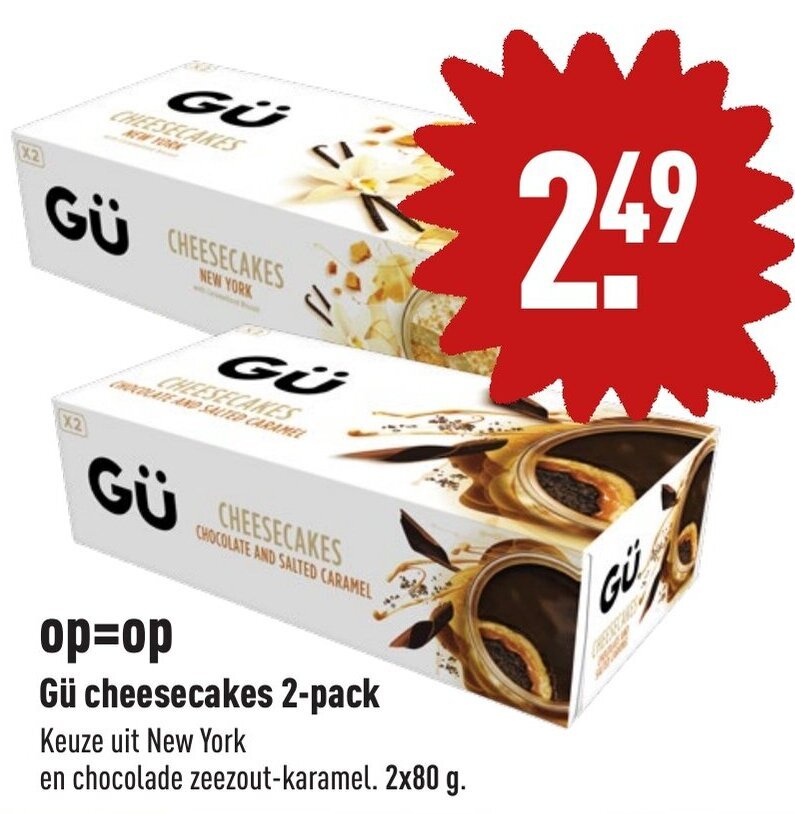 Gu cheesecakes 2-pack 2x80g aanbieding bij ALDI