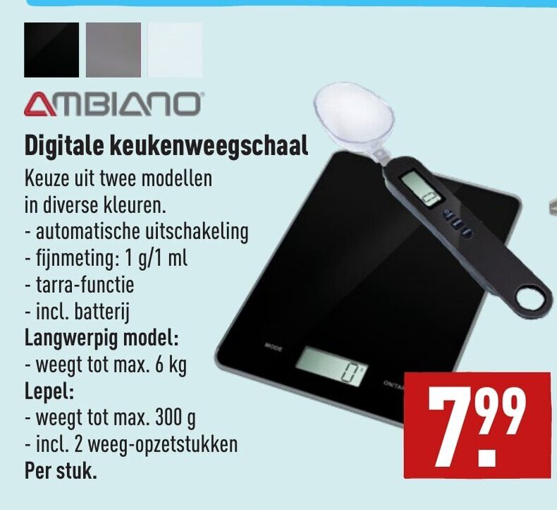 Ambiano Digiatale keukenweegschaal aanbieding bij ALDI