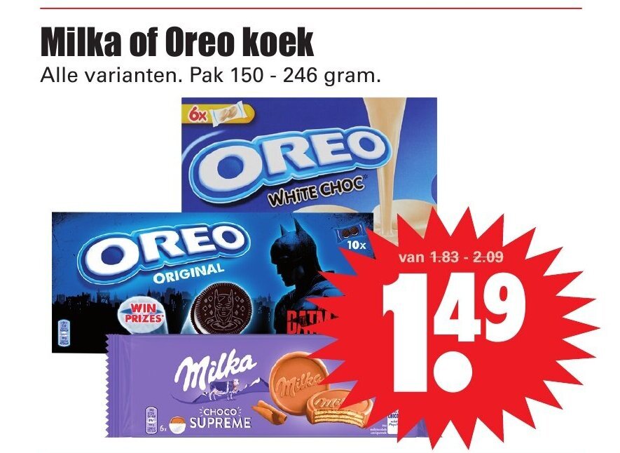Milka of Oreo koek aanbieding bij Dirk