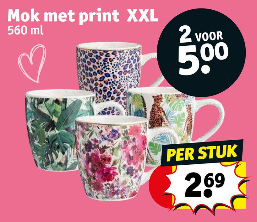 Mok met print XXL 560 ml aanbieding bij Kruidvat