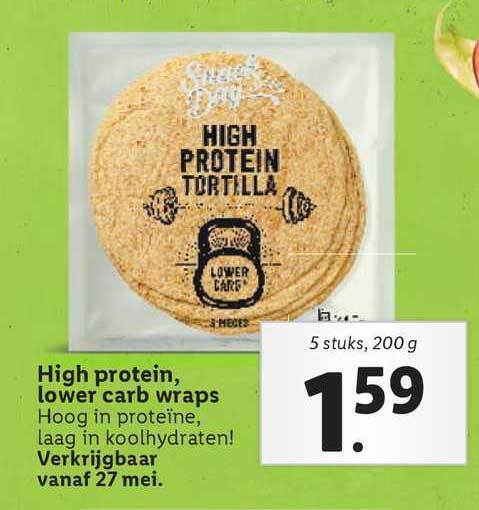 High Protein, Lower Carb Wraps 200g aanbieding bij Lidl