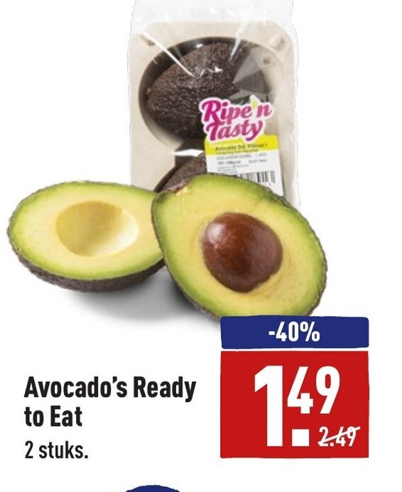 Avocado's ready to eat 2 stuks aanbieding bij ALDI