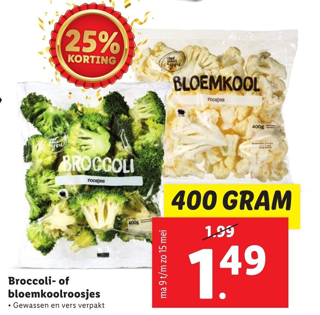 Broccoli- of bloemkoolroosjes 400g aanbieding bij Lidl