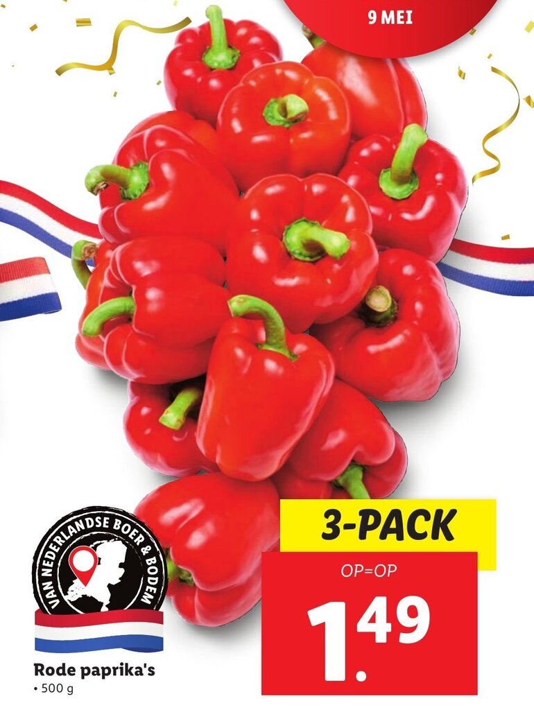 Rode paprika's 500g aanbieding bij Lidl