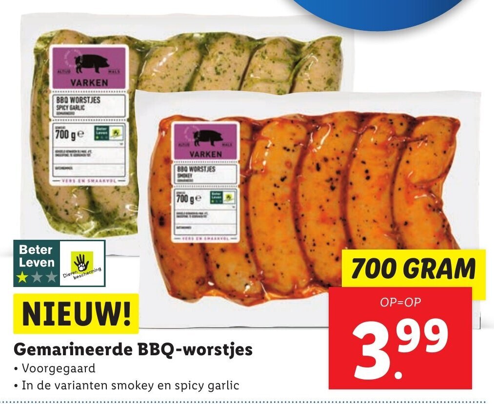 Gemarineerde BBQ-worstjes 700g aanbieding bij Lidl