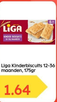 Liga Kinderbiscuits 12-36 maanden, 175gr aanbieding bij Ochama
