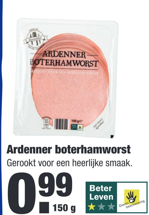 Ardenner boterhamworst 150 gram aanbieding bij ALDI