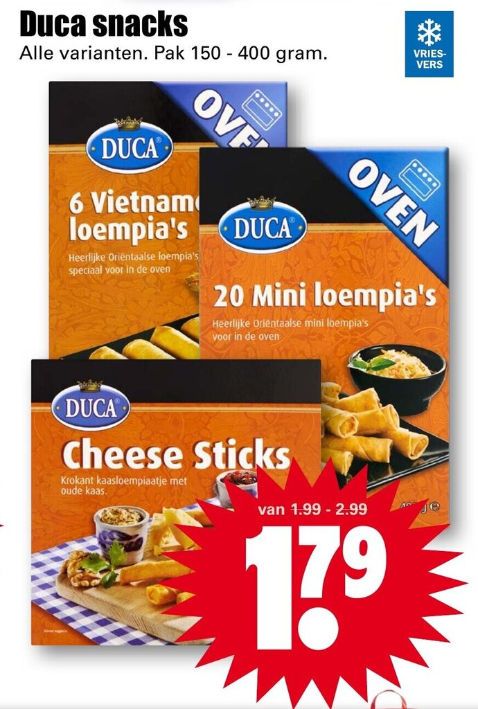 Duca Snacks 150-400g aanbieding bij Dirk
