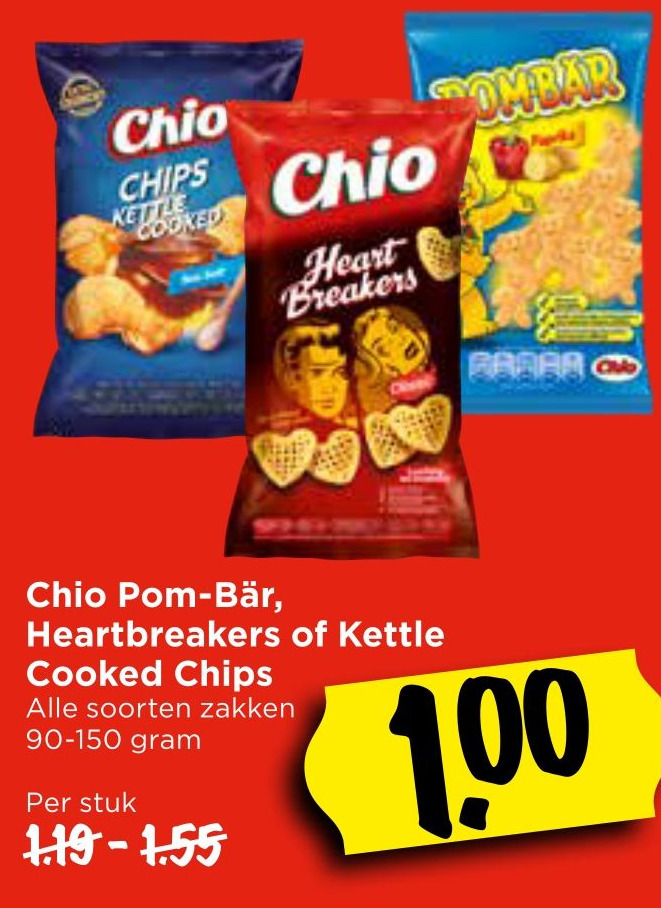 Chio Pom-Bär, Heartbreakers of Kettle Cooked Chips aanbieding bij Vomar