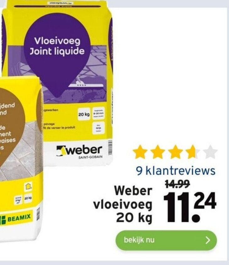 Weber vloeivoeg 20 kg aanbieding bij GAMMA
