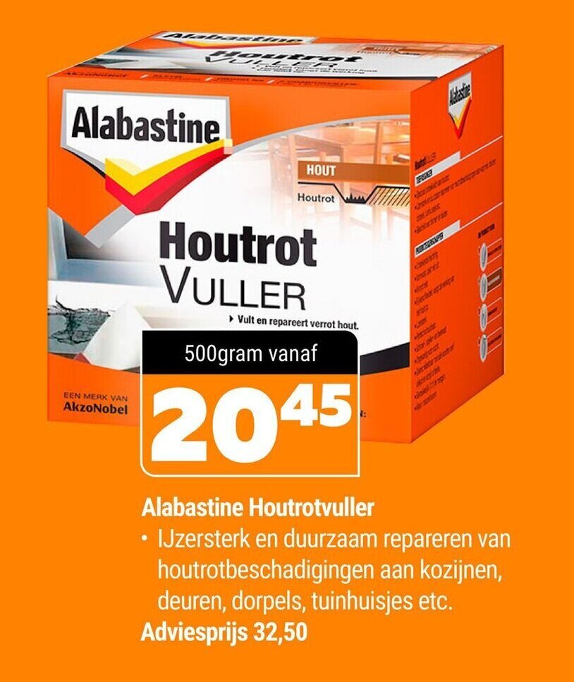 Alabastine Houtrotvuller 500 gram aanbieding bij De voordeelmarkt