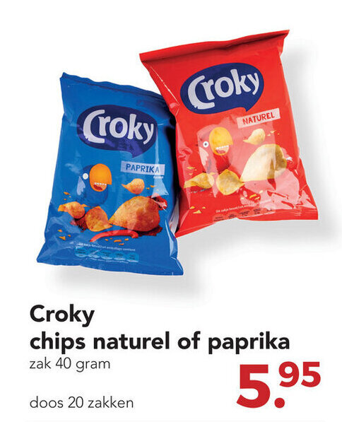 Croky chips naturel of paprika aanbieding bij Zegro