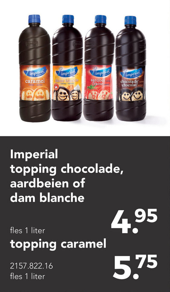 Imperial topping chocolade, aardbeien of dam blanche aanbieding bij Zegro