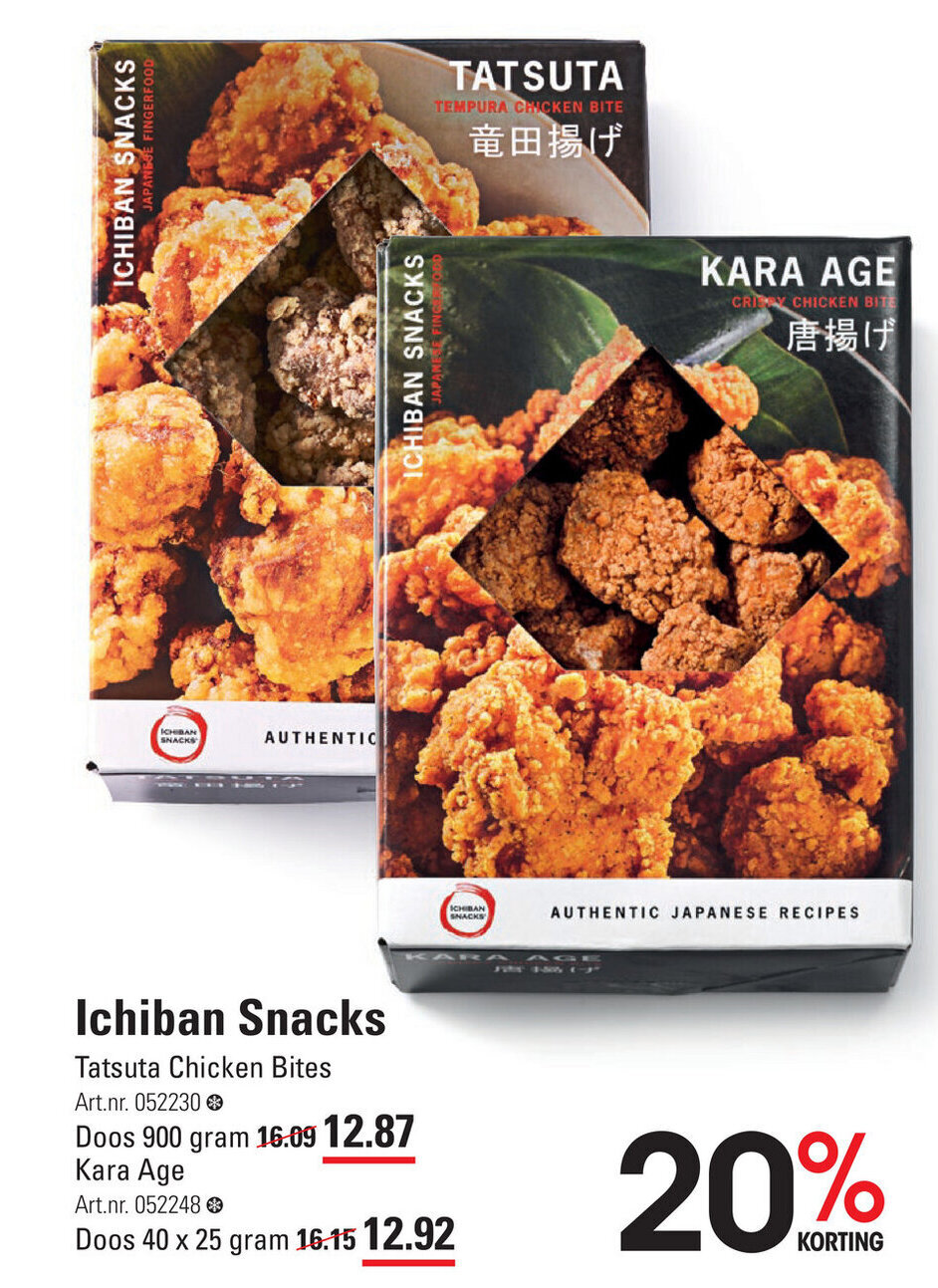 Ichiban snacks doos 900 gram aanbieding bij Sligro