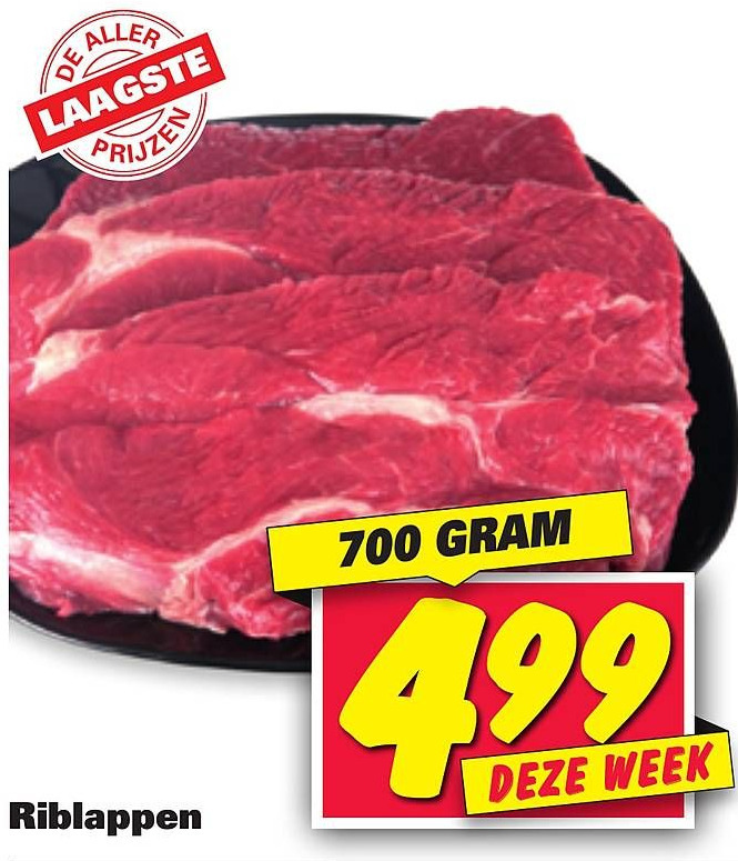 Riblappen 700 gram aanbieding bij Nettorama