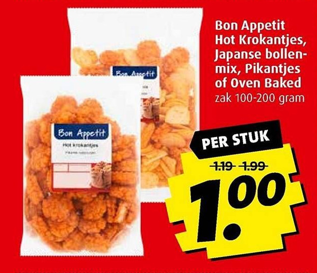 Bon Appetit Hot Krokantjes, Japanse bollen- mix, Pikantjes of Oven ...