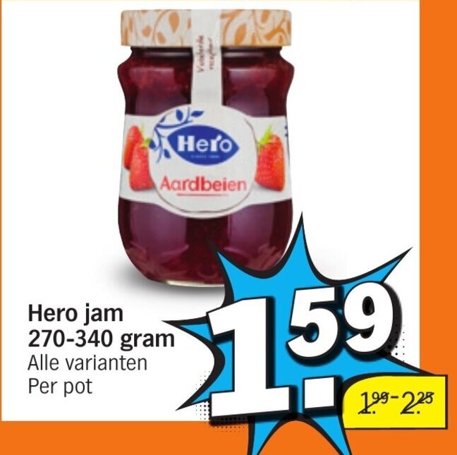Hero jam 270-340 gram aanbieding bij Albert Heijn
