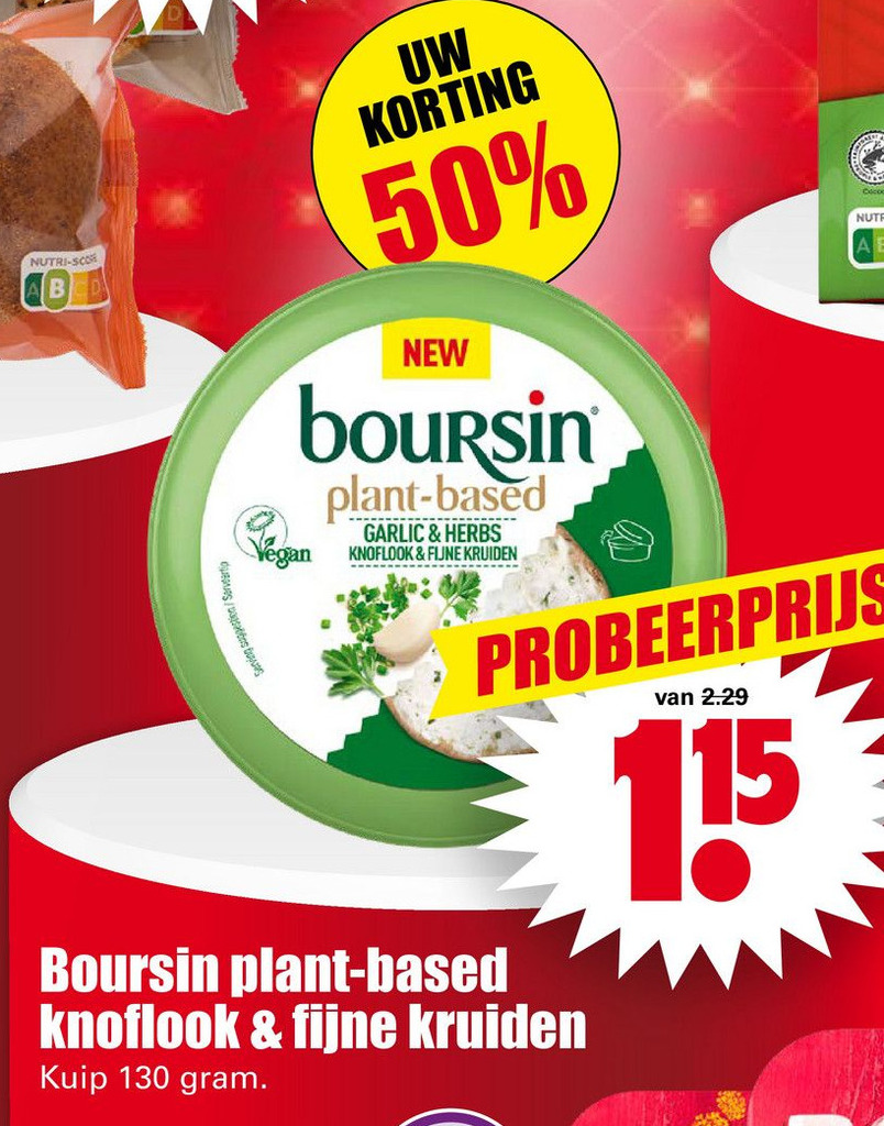 Boursin plant-based knoflook & fijne kruiden aanbieding bij Dirk