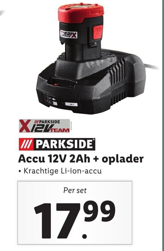 Accu 12V 2Ah + oplader aanbieding bij Lidl