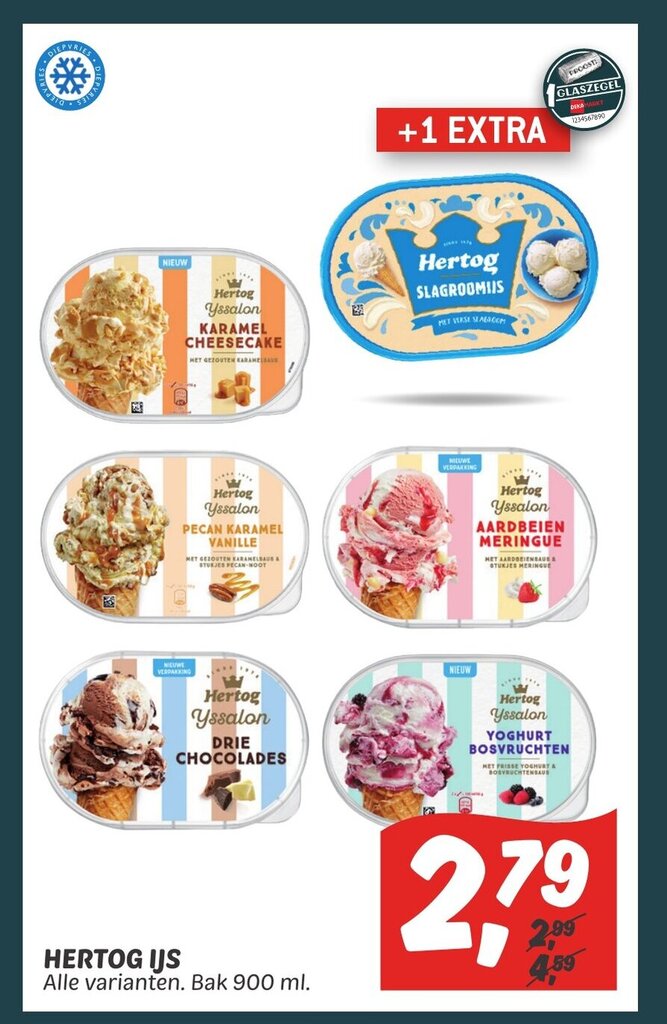 Hertog ijs 900 ml aanbieding bij Dekamarkt