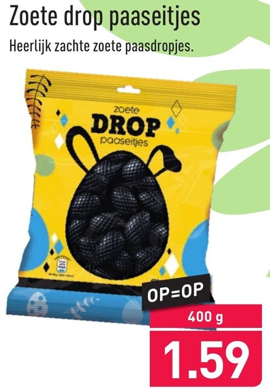Zoete Drop paaseitjes 400g aanbieding bij ALDI