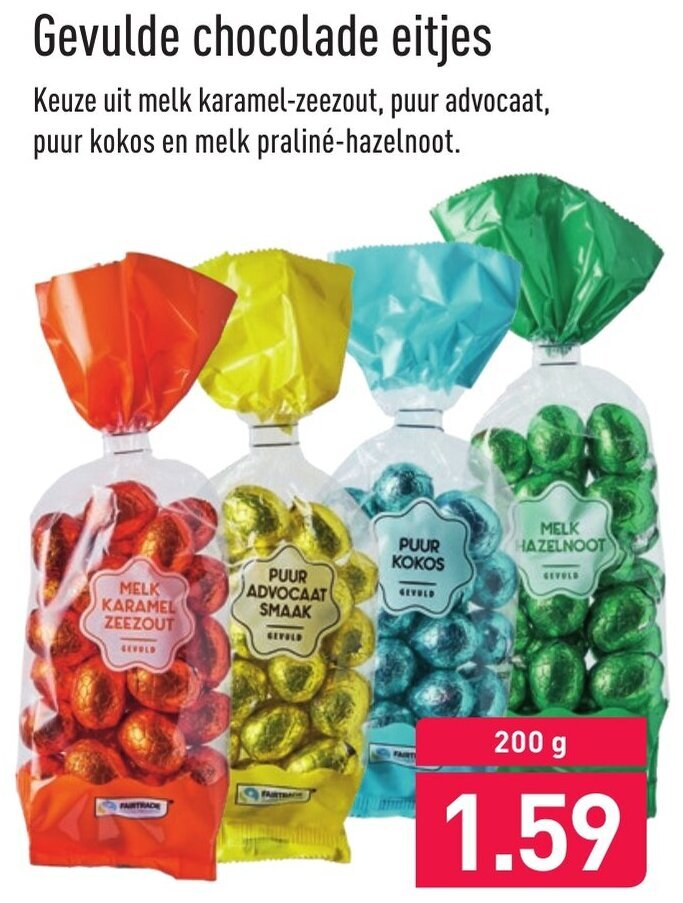 Gevulde Chocolade eitjes 200g aanbieding bij ALDI