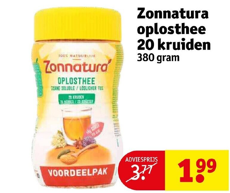 Zonnatura oplosthee 20 kruiden 380 gram aanbieding bij Kruidvat