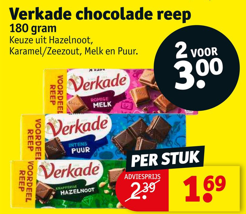 Verkade chocolade reep aanbieding bij Kruidvat