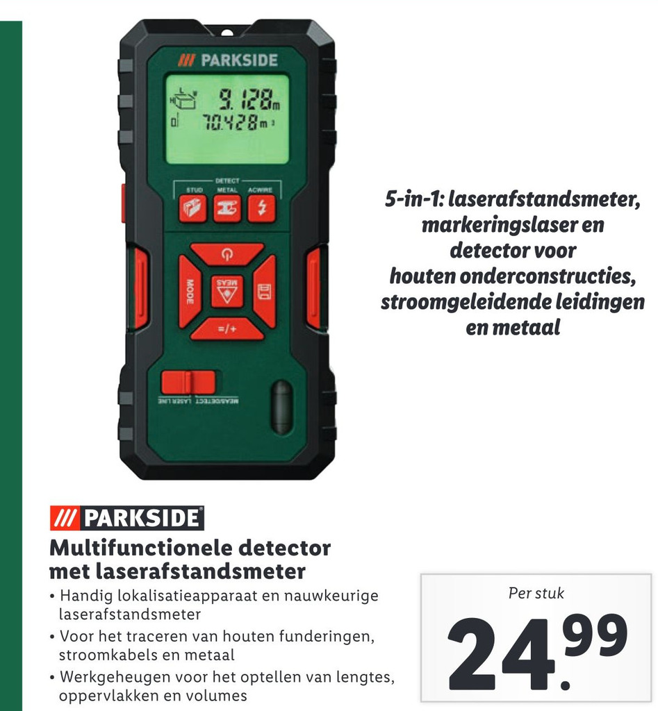 II PARKSIDE Multifunctionele detector met laserafstandsmeter aanbieding ...