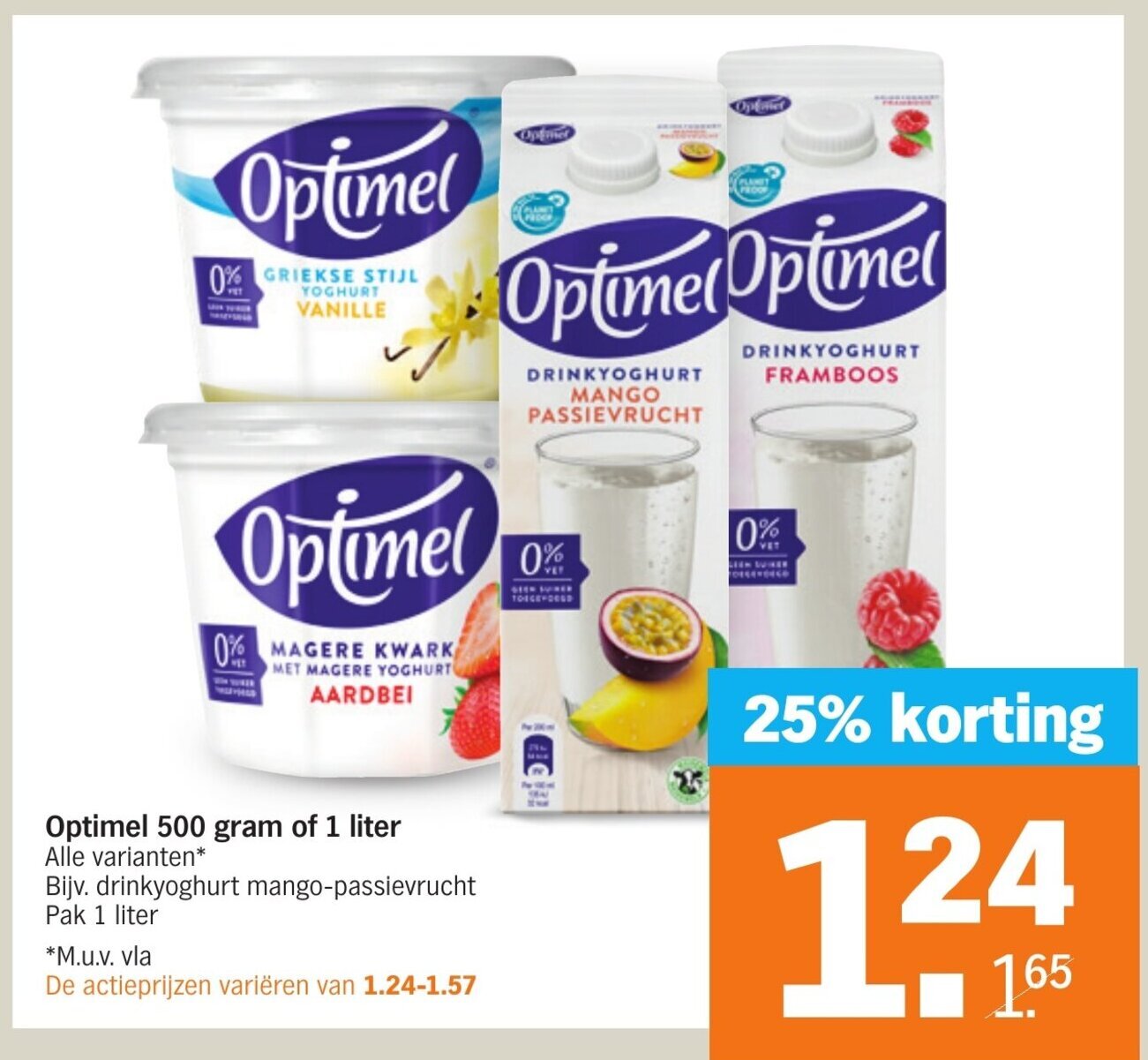 Optimel 500 gram of 1 liter aanbieding bij Albert Heijn