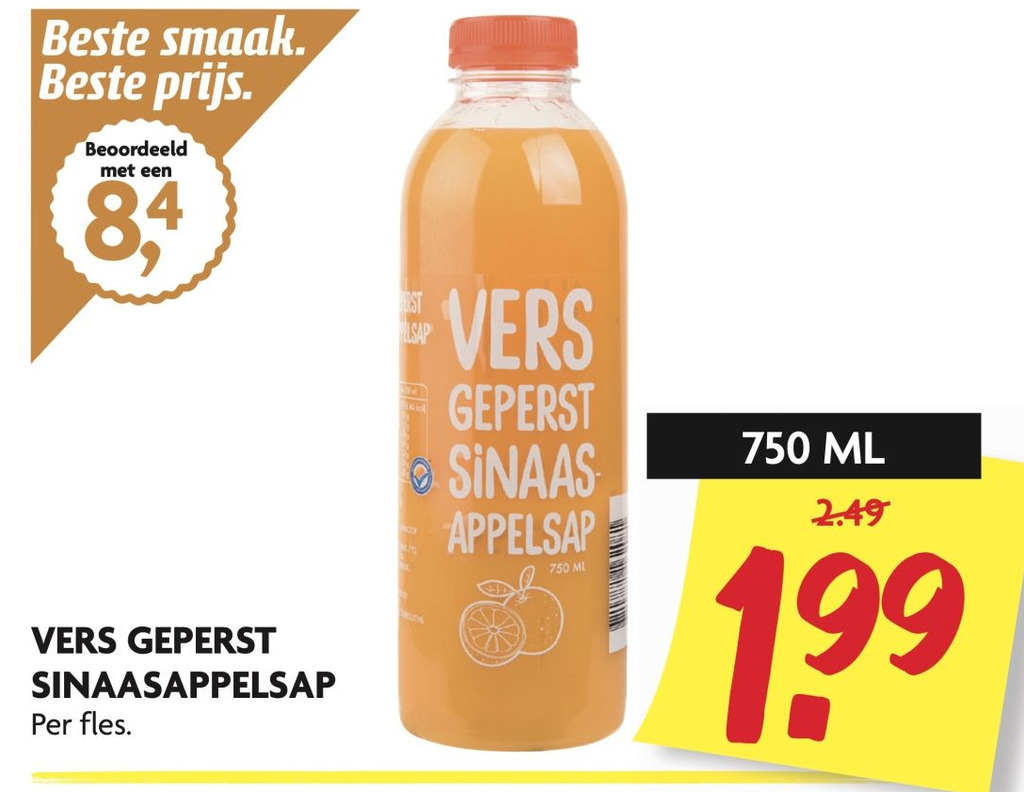 Vers geperst sinaasappelsap 750ml aanbieding bij Dekamarkt