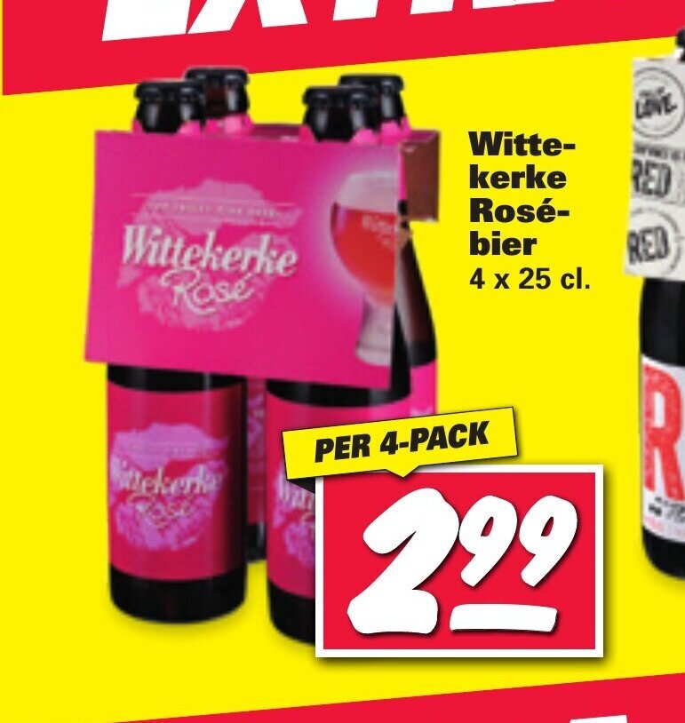Wittekerke Rosebier 4 x 25 cl. per 4-pack aanbieding bij Nettorama