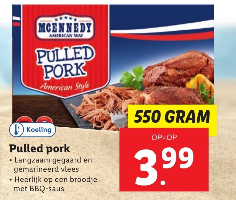 Pulled pork 550g aanbieding bij Lidl