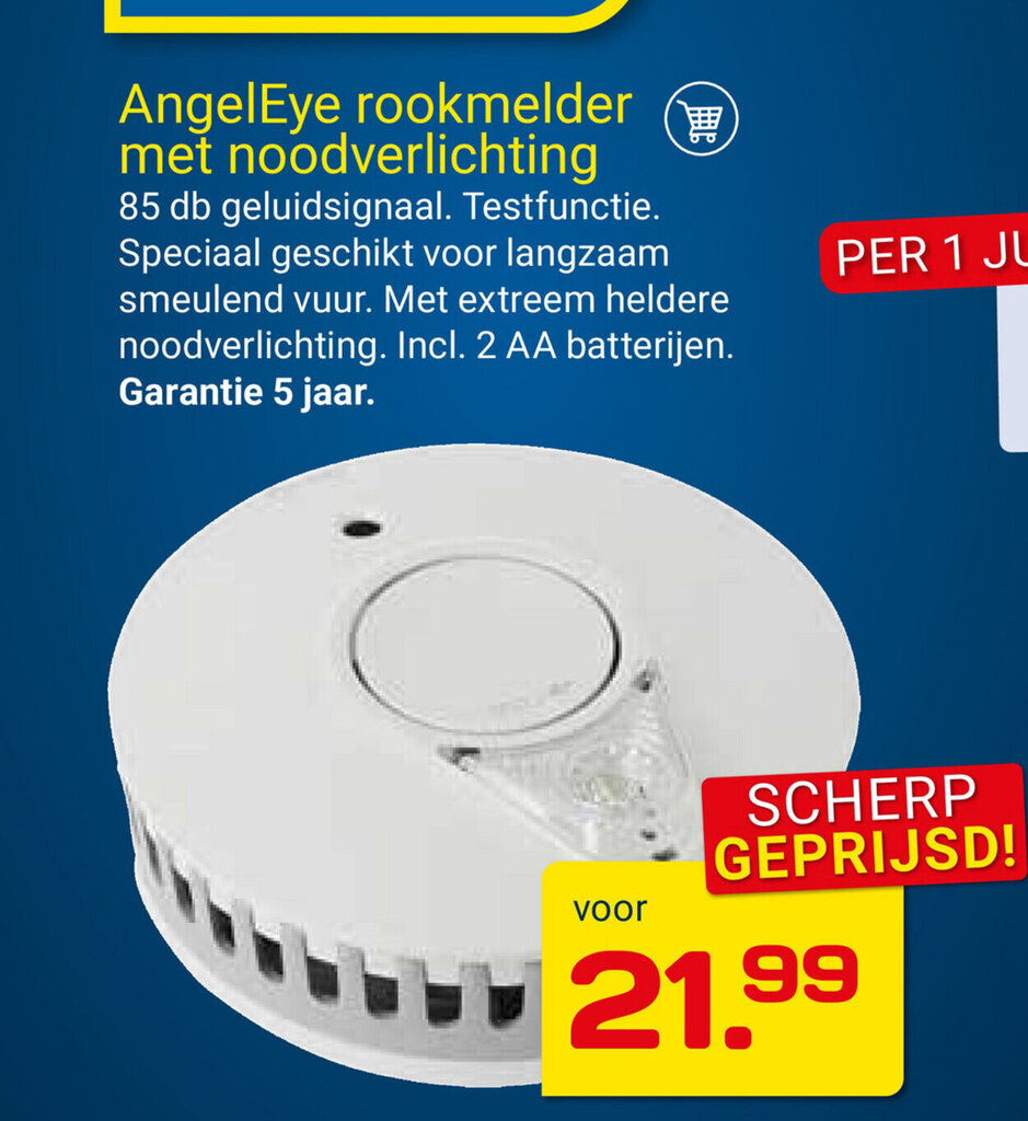 Angeleye rookmelder met noodverlichting aanbieding bij Kluswijs
