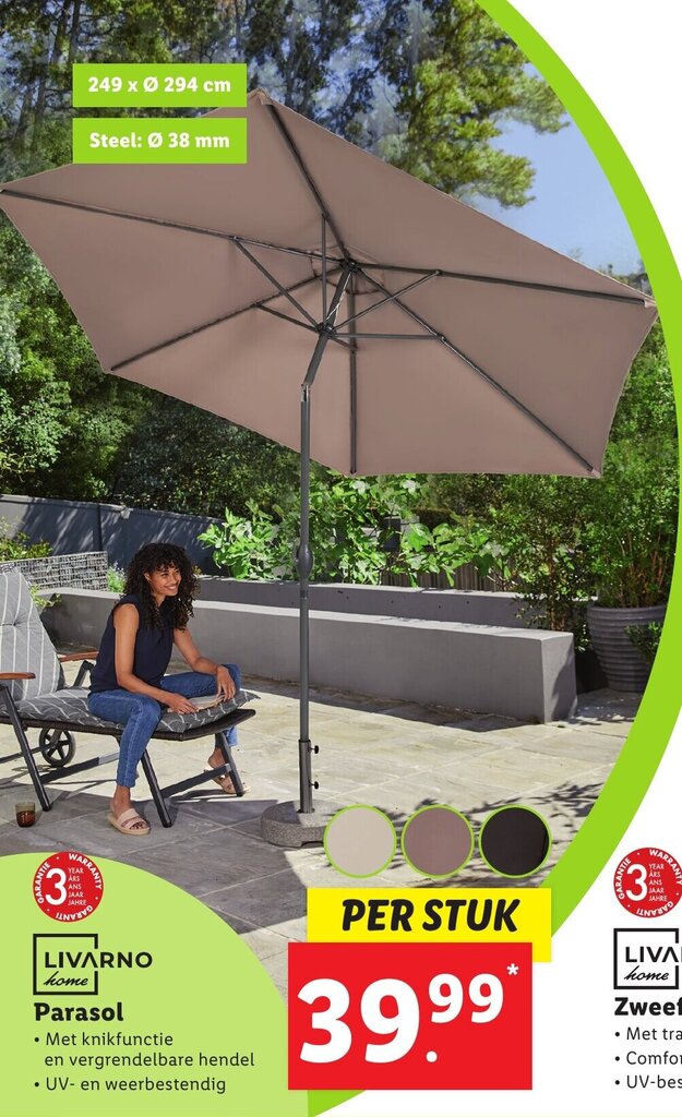 Livarno home parasol 249x294 cm aanbieding bij Lidl