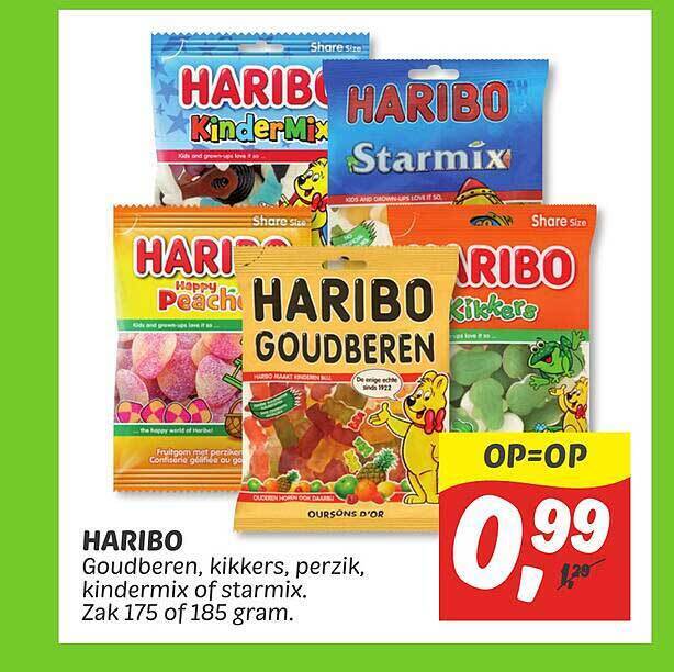 Haribo Goudberen, Kikkers, Perzik, Kindermix Of Starmix aanbieding bij ...