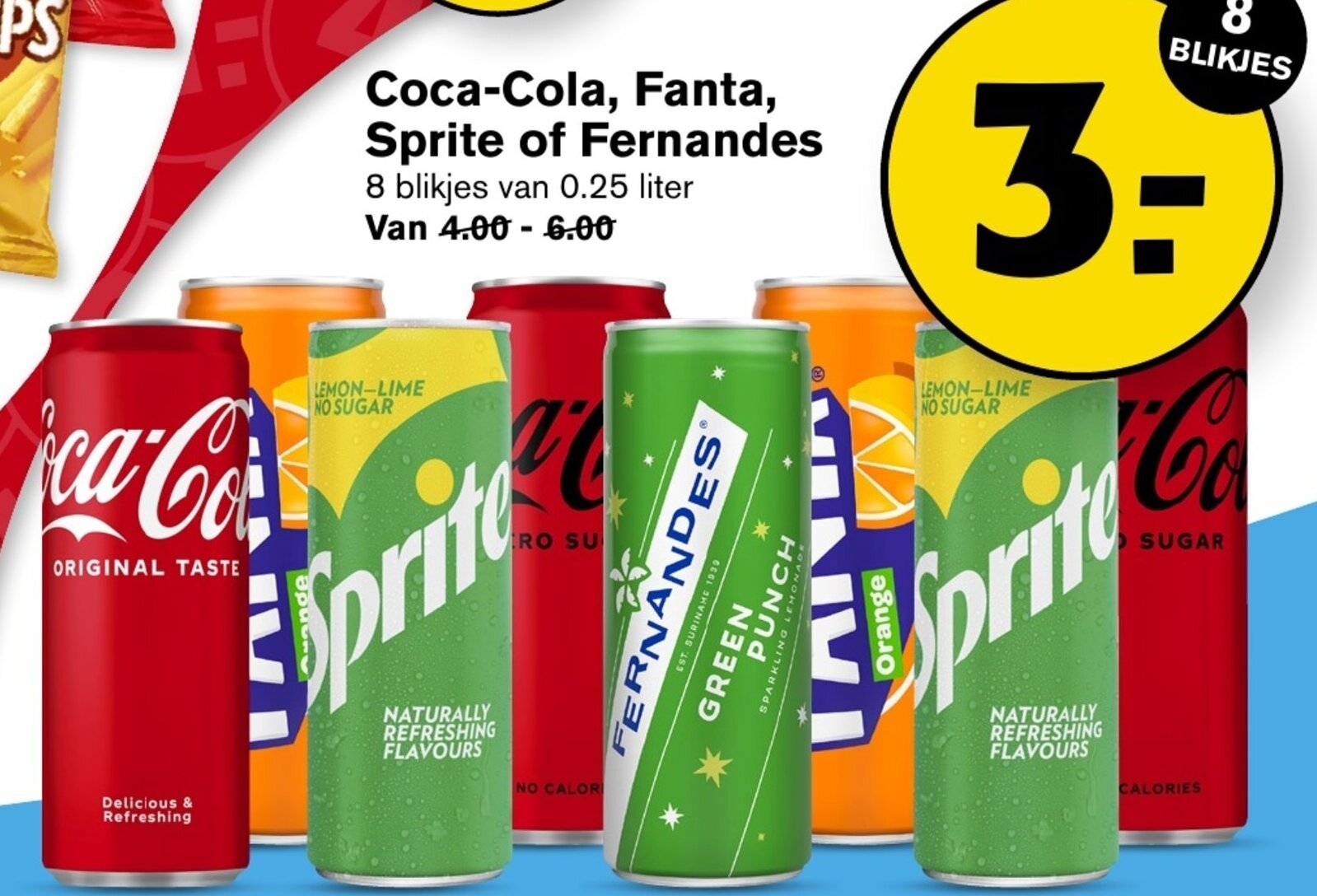 Coca-cola, fanta, sprite of fernandes aanbieding bij Hoogvliet
