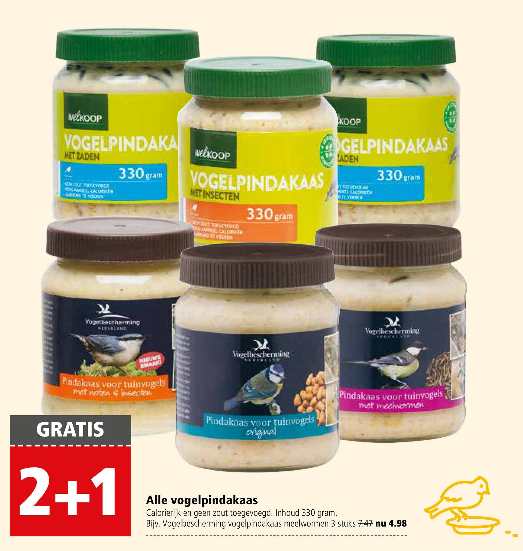 Alle vogelpindakaas 330g aanbieding bij Welkoop